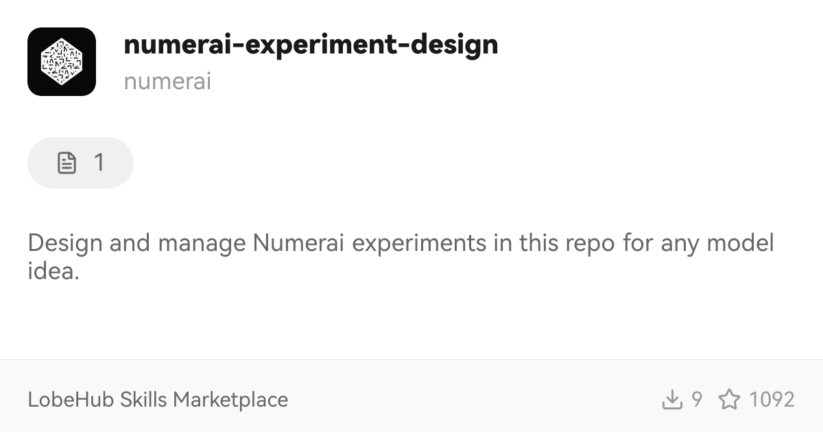 numerai-experiment-design | Skills M... · LobeHub