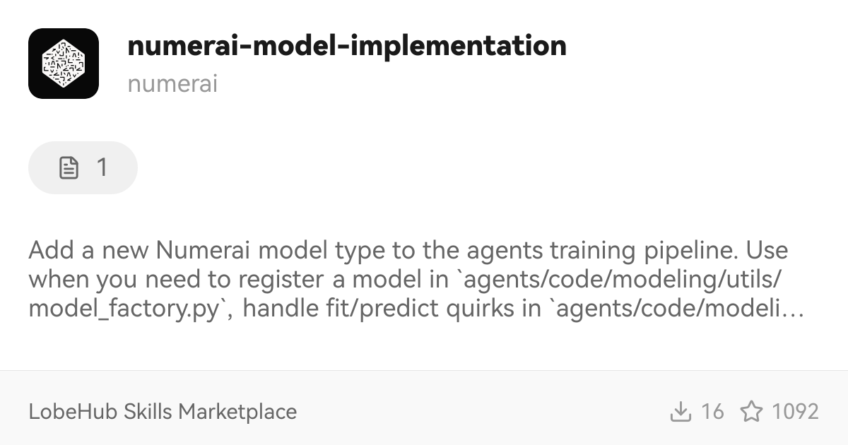 numerai-model-implementation | Skill... · LobeHub