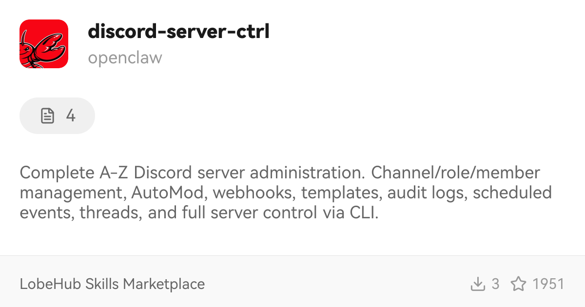 discord-server-ctrl | Skills Marketp... · LobeHub