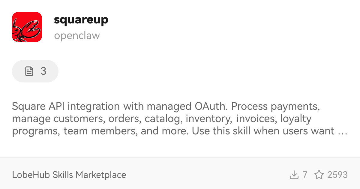 squareup | Skills Marketplace · LobeHub