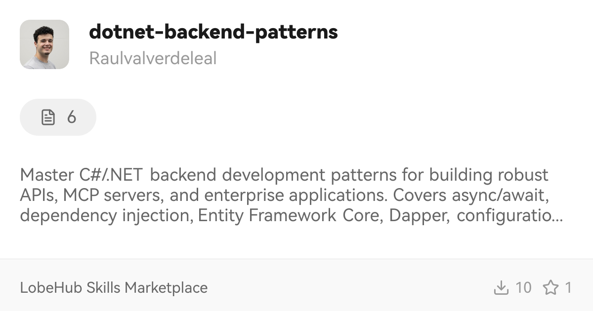 dotnet-backend-patterns | Skills Mar... · LobeHub