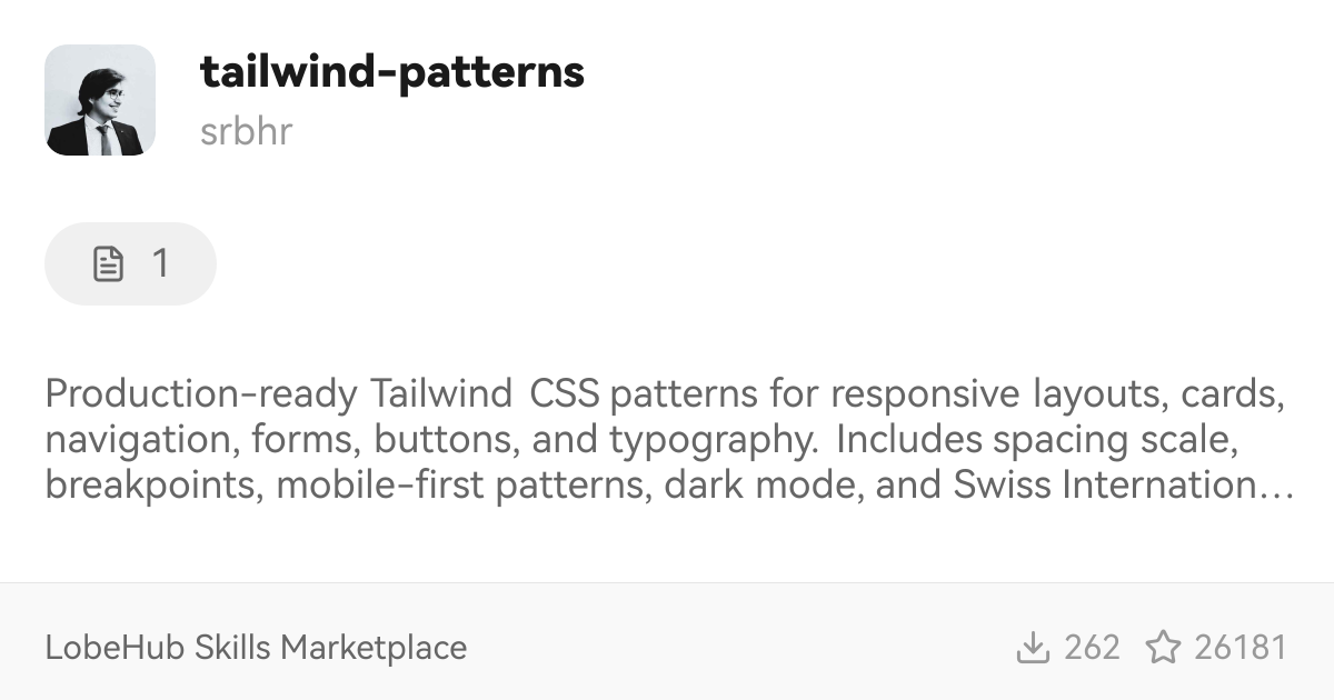 tailwind-patterns | Skills Marketplace · LobeHub