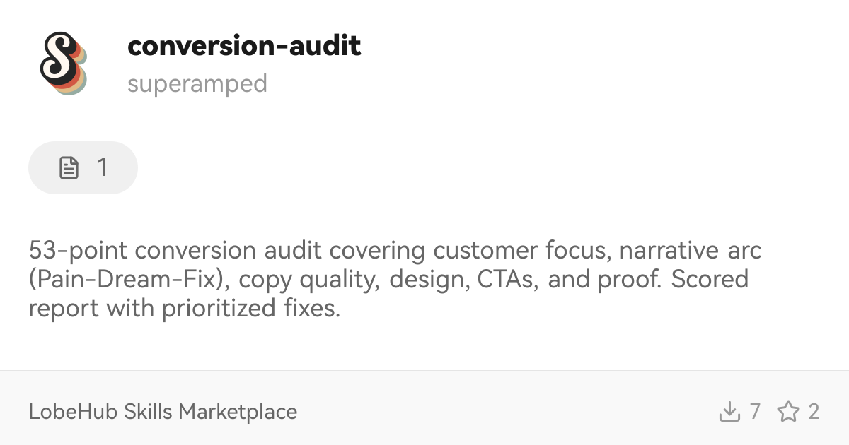 conversion-audit | Skills Marketplace · LobeHub